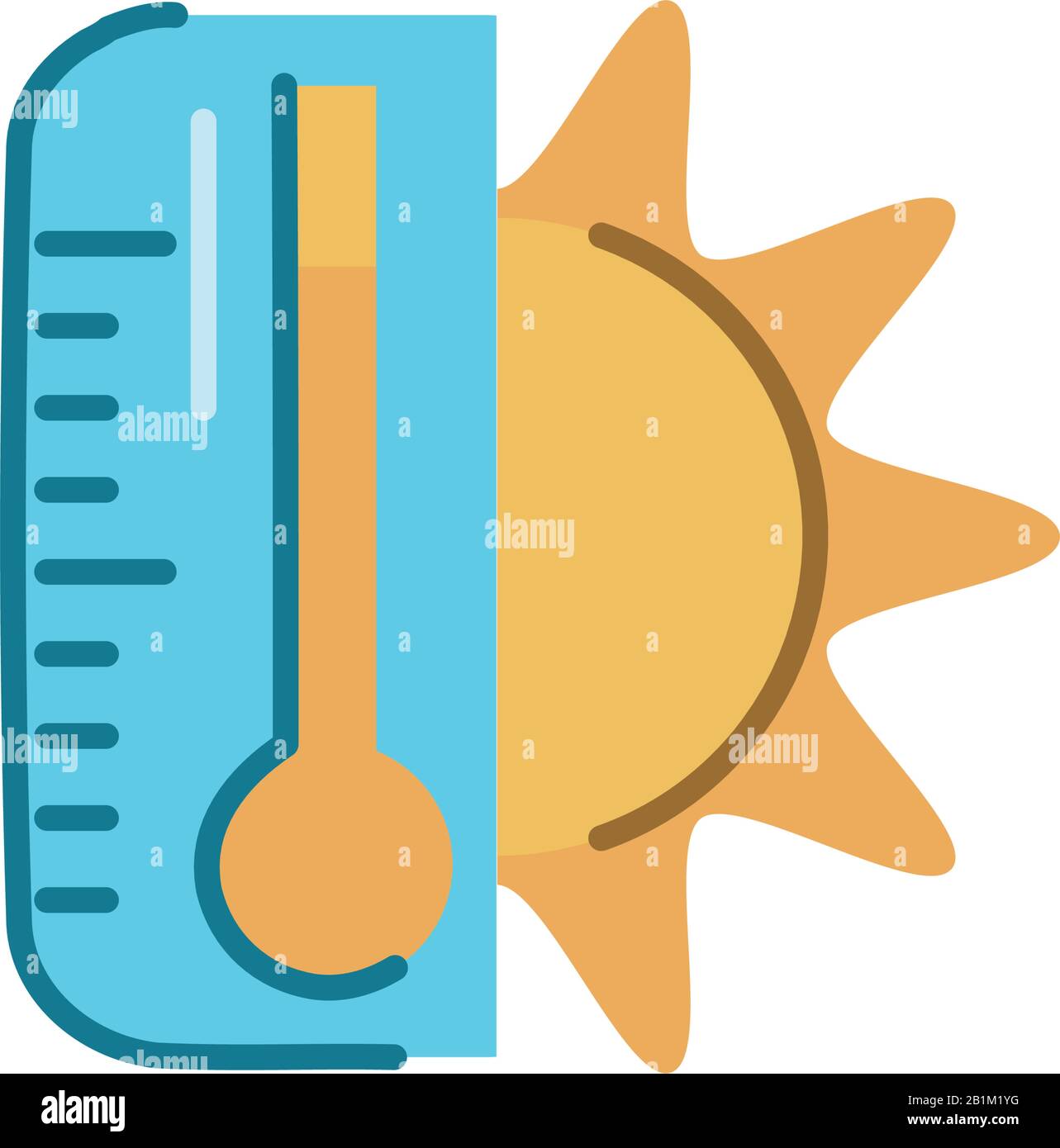 thermometer and sun icon over white background, flat style, vector ...