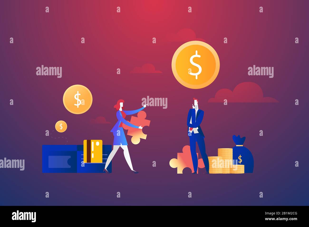 businessmen with dollar puzzle and money, Problem Solving Concept Stock ...