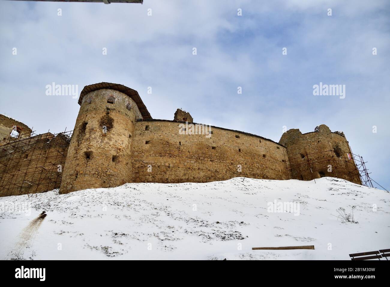 walls of the ruin of a historic castle in the countryside Zborov ...