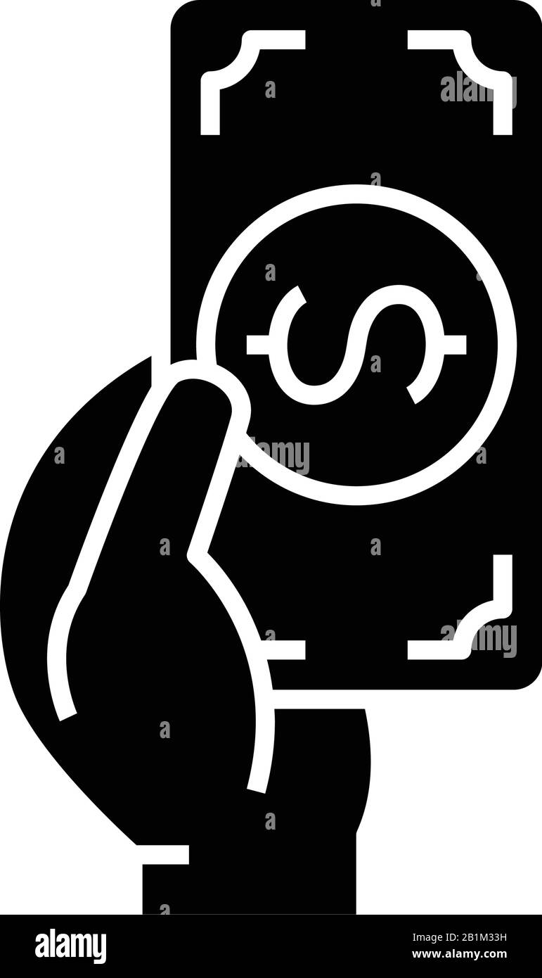 Cash black icon, concept illustration, vector flat symbol, glyph sign ...
