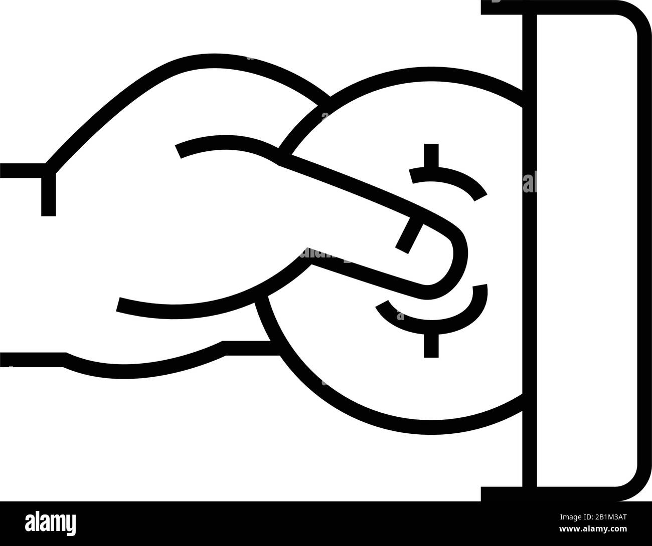 Insert money line icon, concept sign, outline vector illustration ...