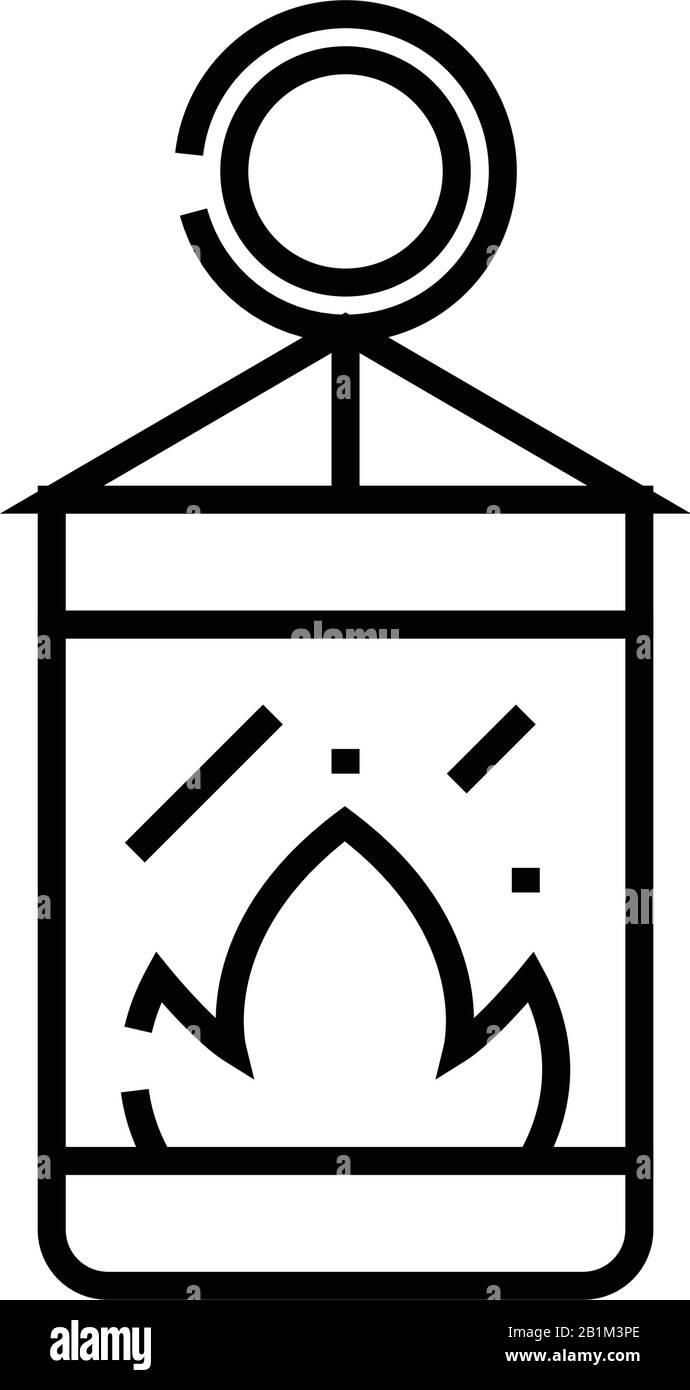 Ignition source line icon, concept sign, outline vector illustration ...