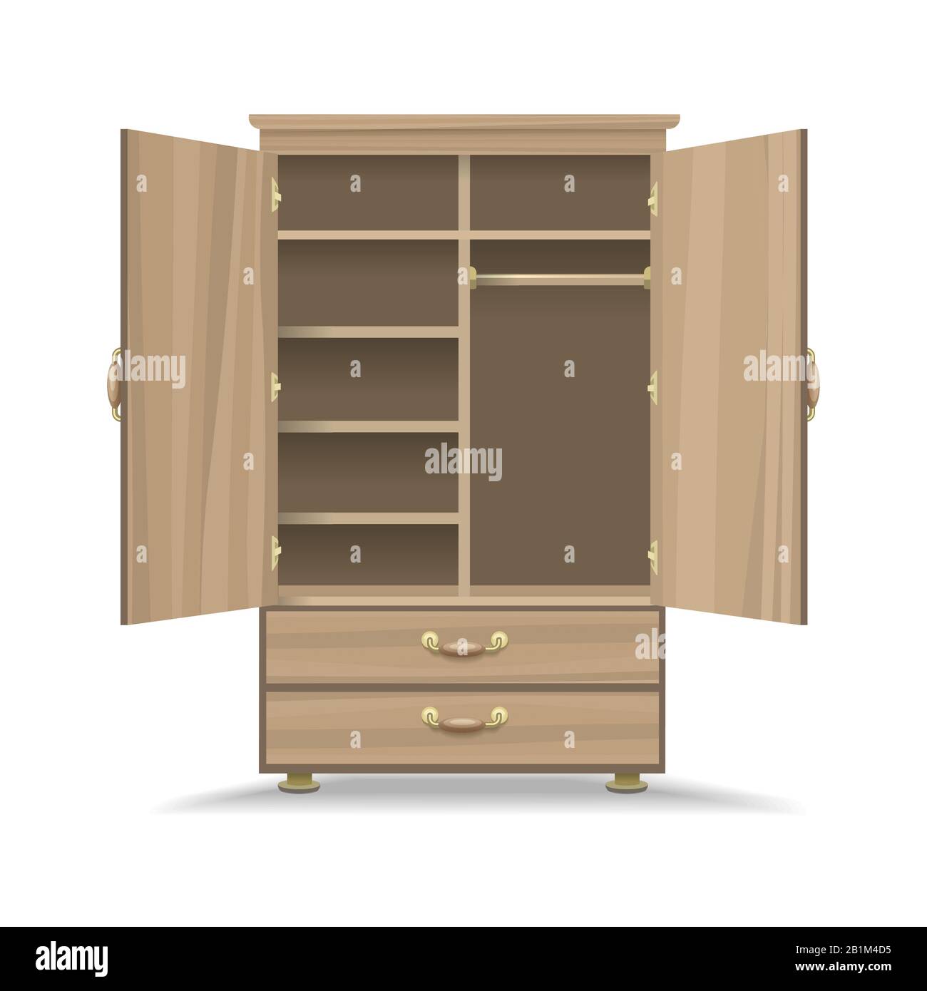 Inside empty wooden wardrobe Stock Vector Images - Alamy