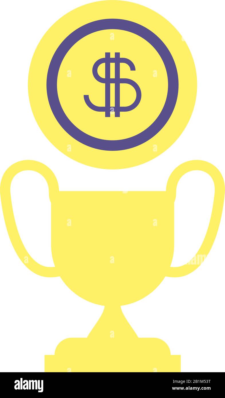 business trophy golden with coin money vector illustration design Stock ...