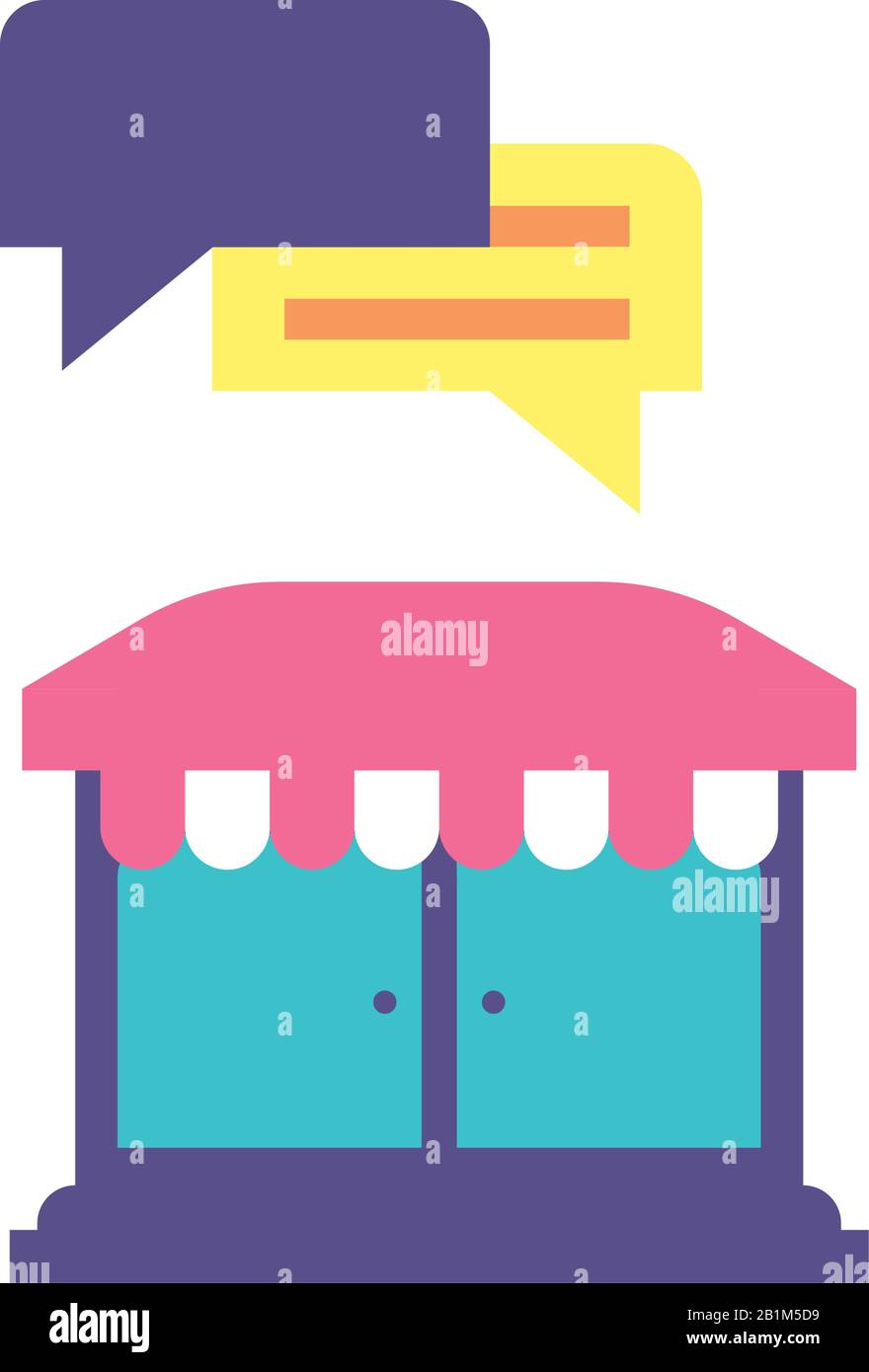 shop front with striped tent on white background vector illustration ...