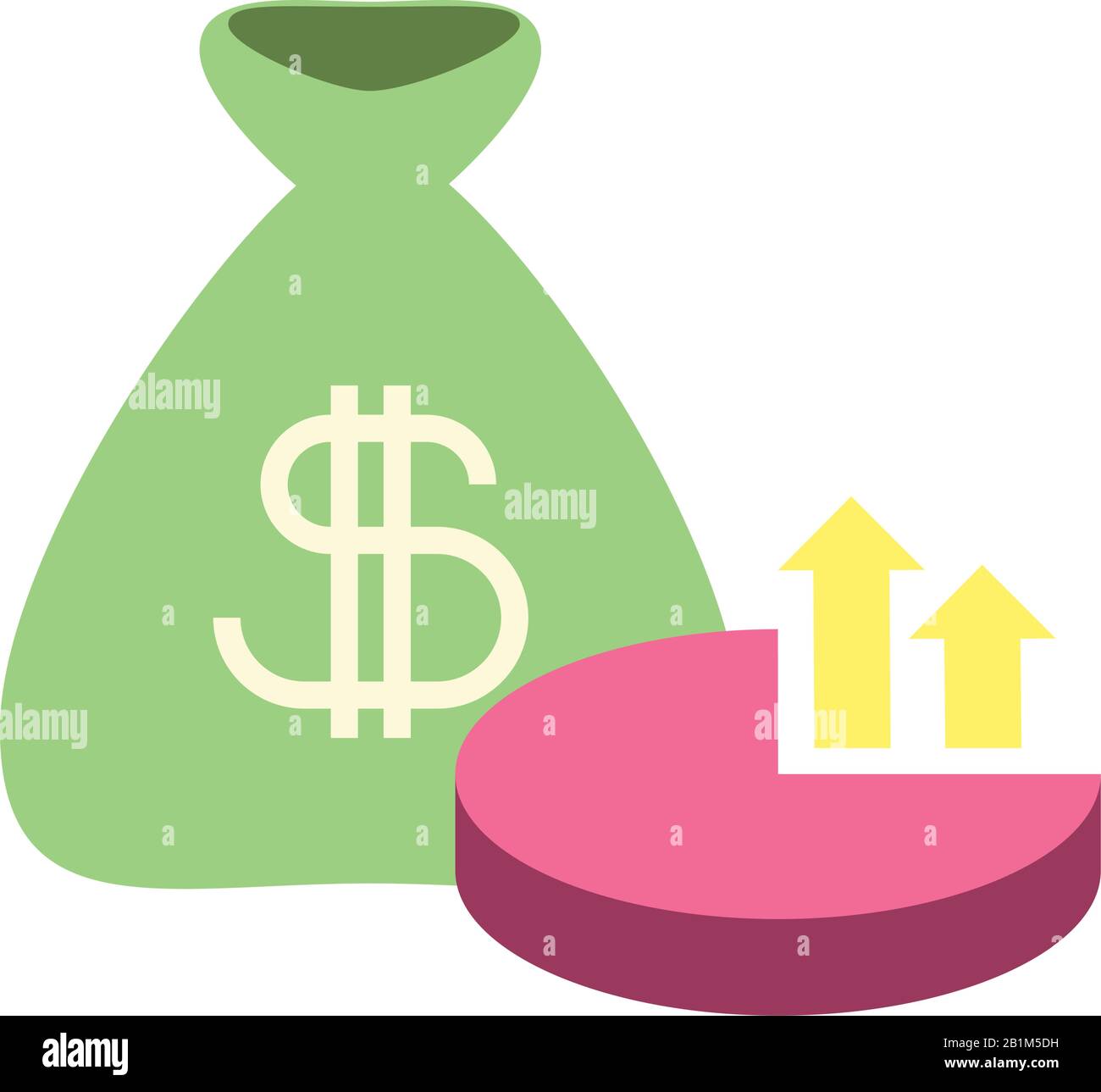 bag with money and statistical graphs, increase of the business vector ...