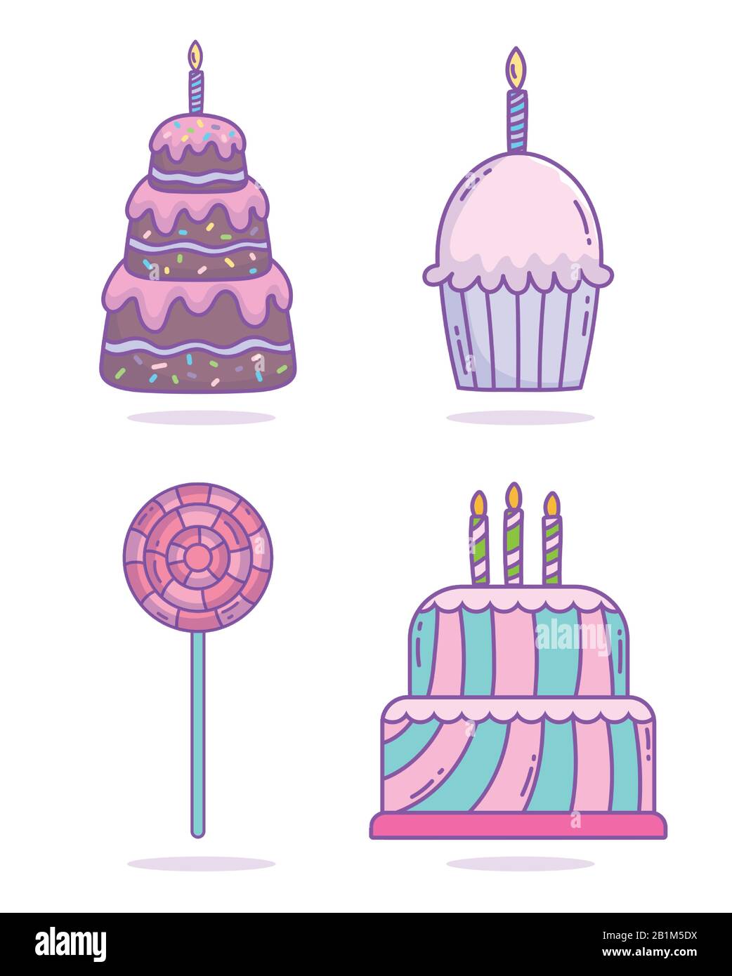 happy birthday cakes cupcake candles candy in stick celebration party ...