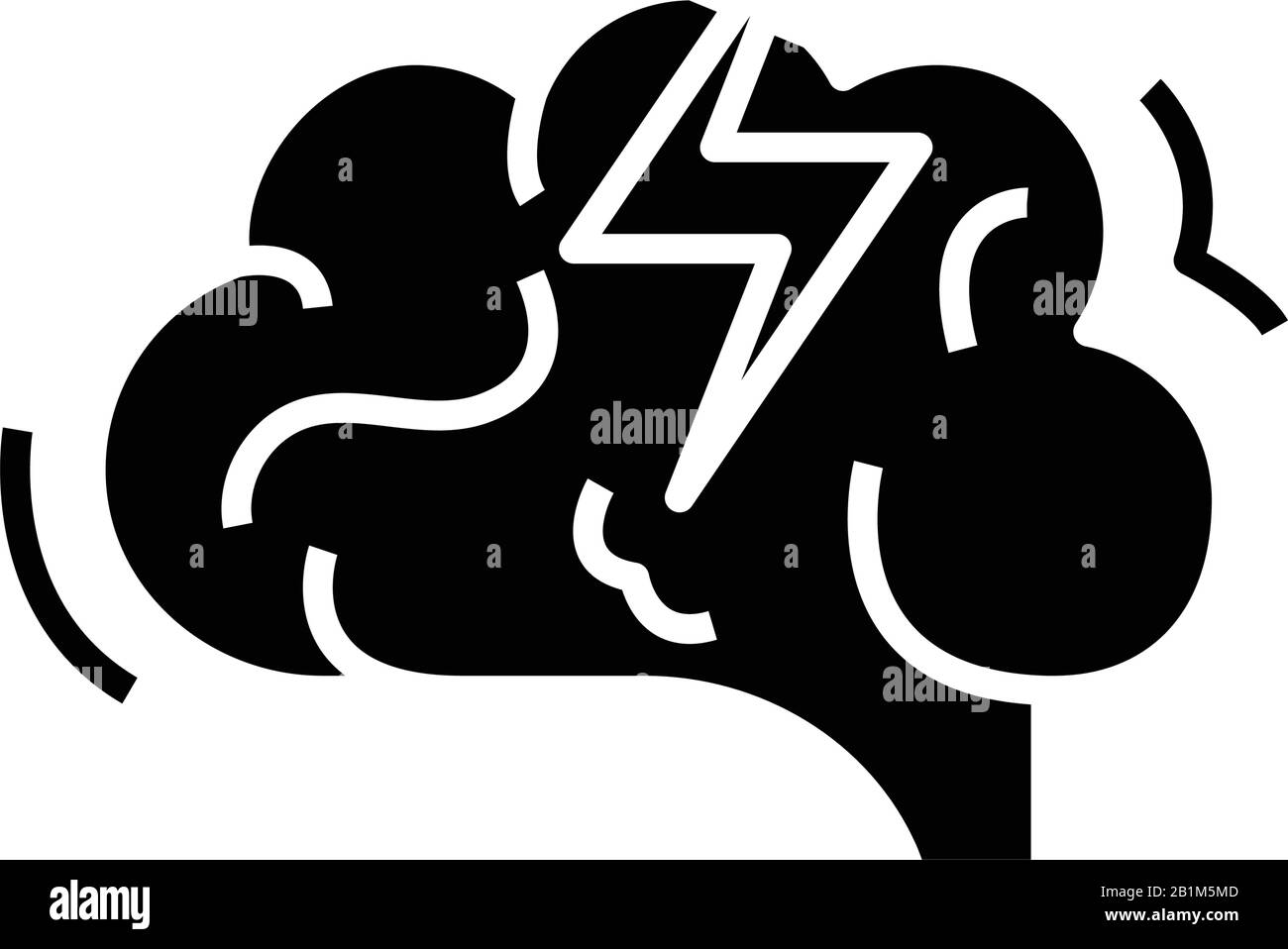 Brain attack black icon, concept illustration, vector flat symbol ...