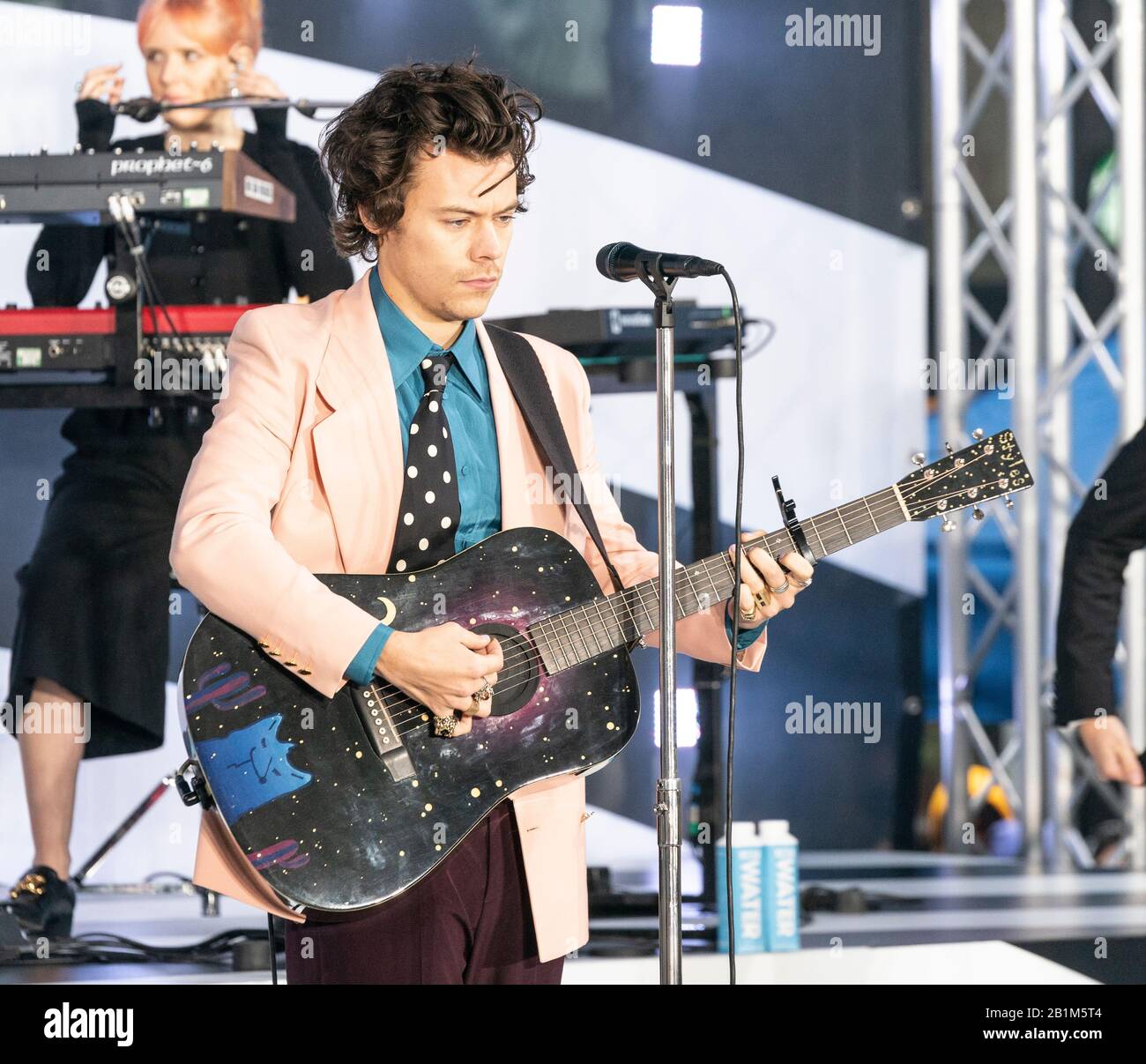 New York, NY - February 26, 2020: Singer Harry Styles performs on stage ...