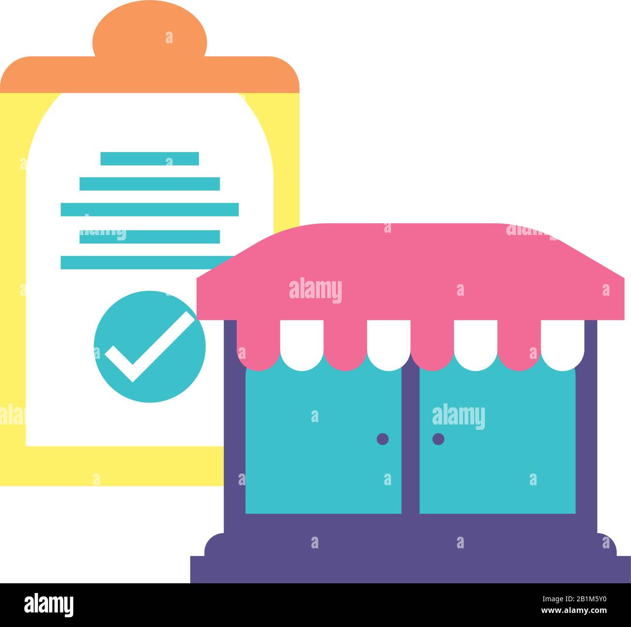 shop front with checklist on white background vector illustration ...