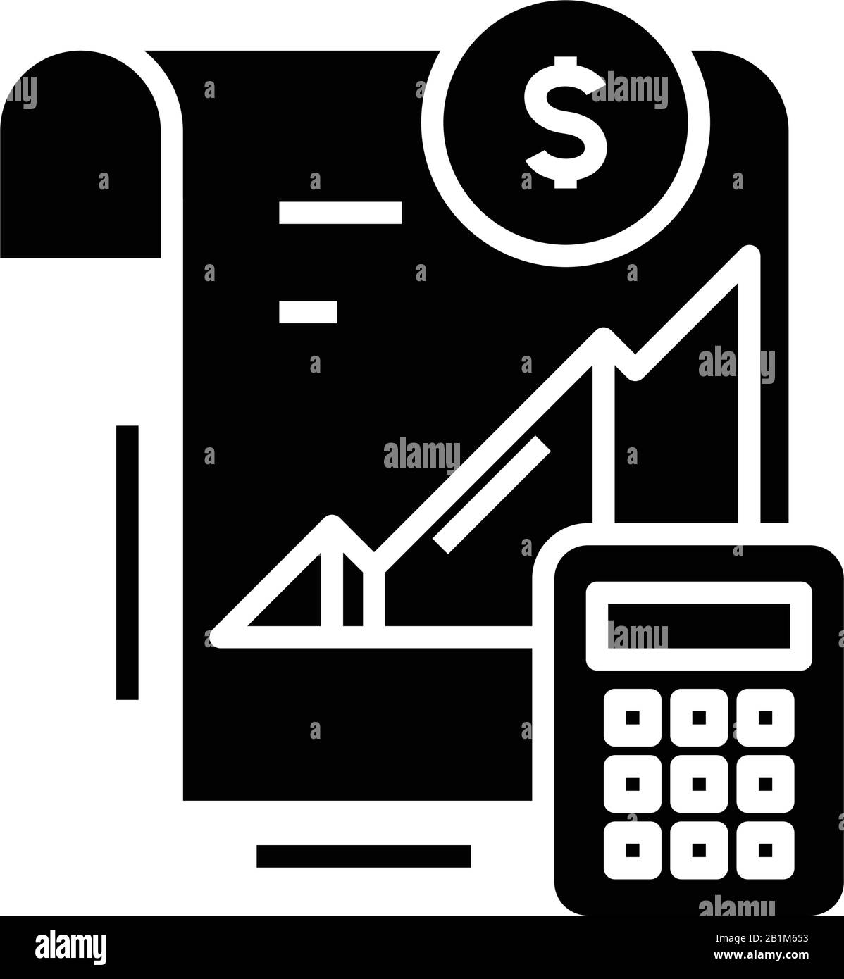 Calculating income black icon, concept illustration, vector flat symbol ...