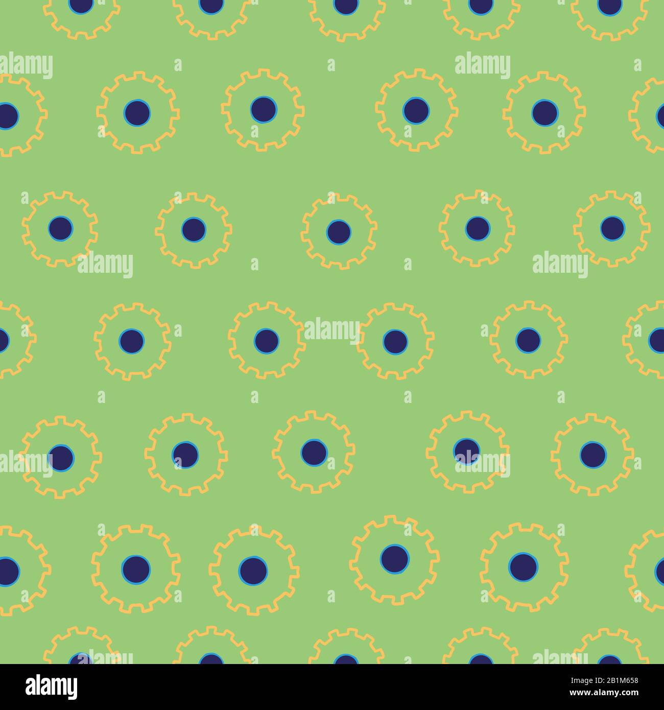 Alls in Order gears on bright green background surface pattern design ...