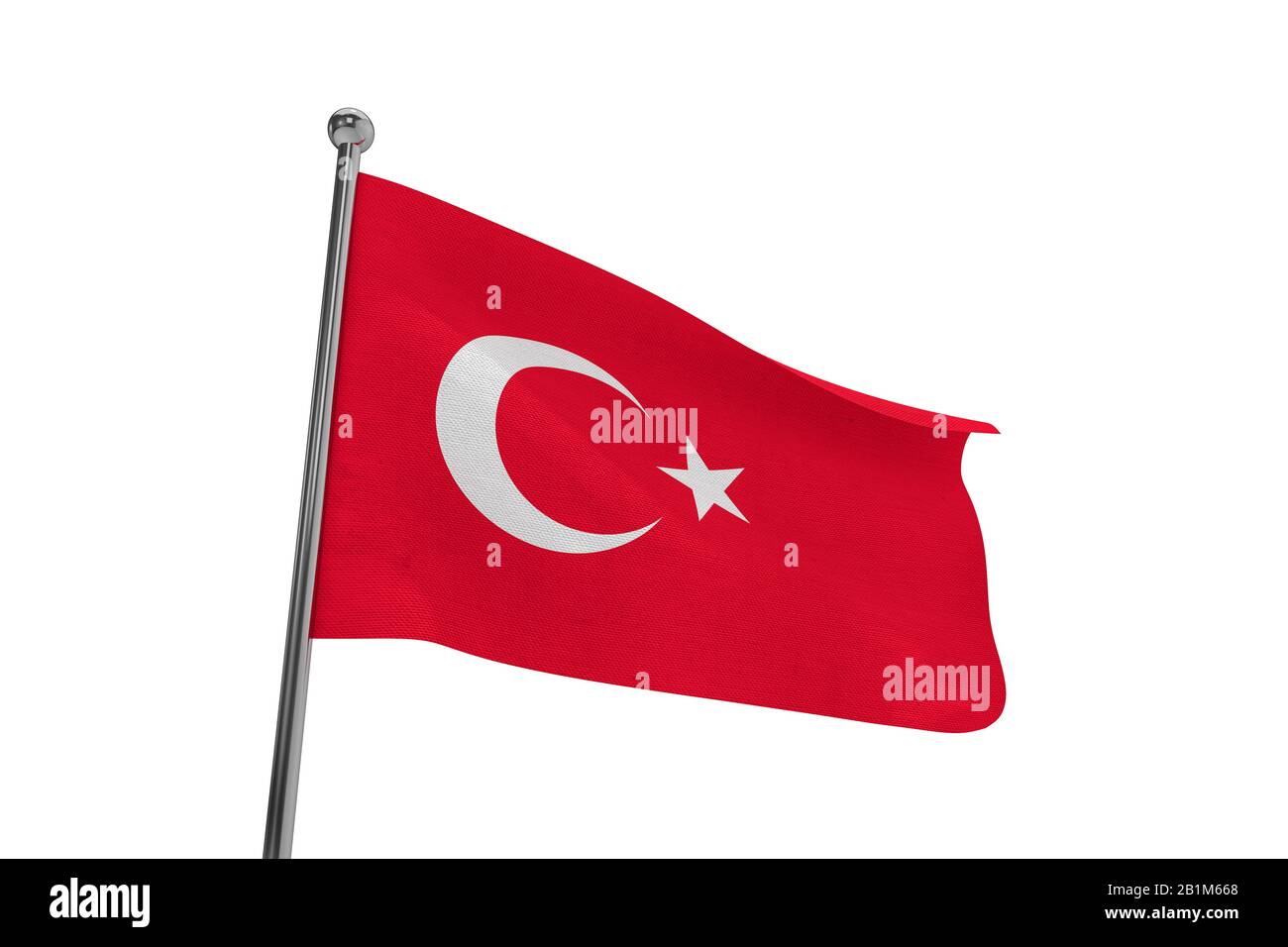 3d rendering of realistic waving Turkey or Turkish flag, isolated on ...