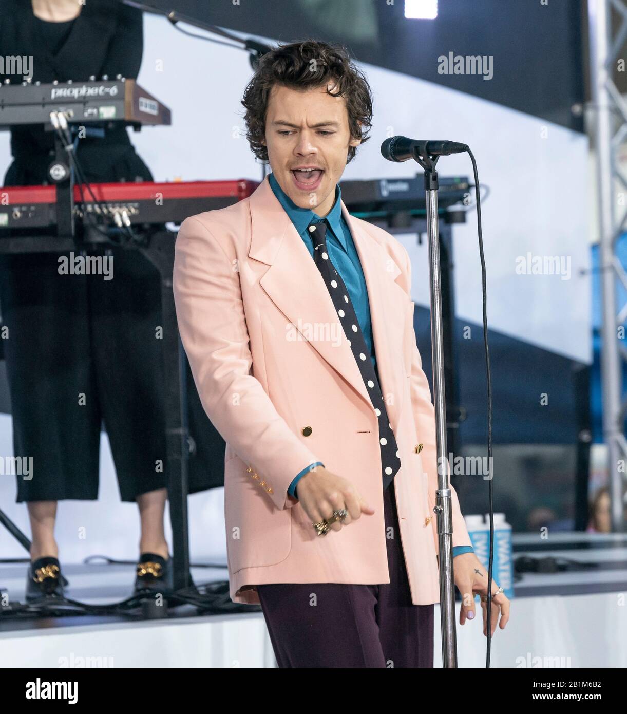 New York, NY - February 26, 2020: Singer Harry Styles performs on stage ...