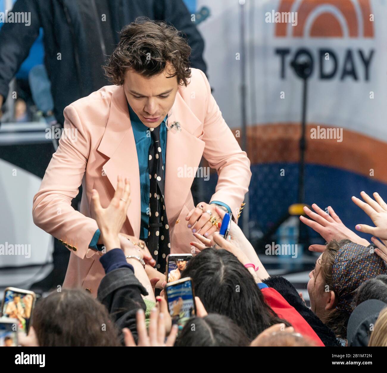 New York, NY - February 26, 2020: Singer Harry Styles greets fans at ...