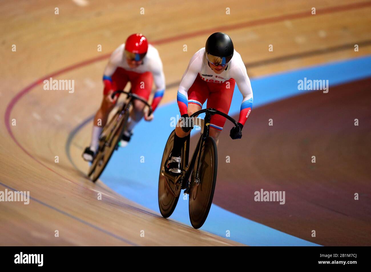 Russia's Daria Shmeleva (right) and Anastasiia Voinova in action in the ...