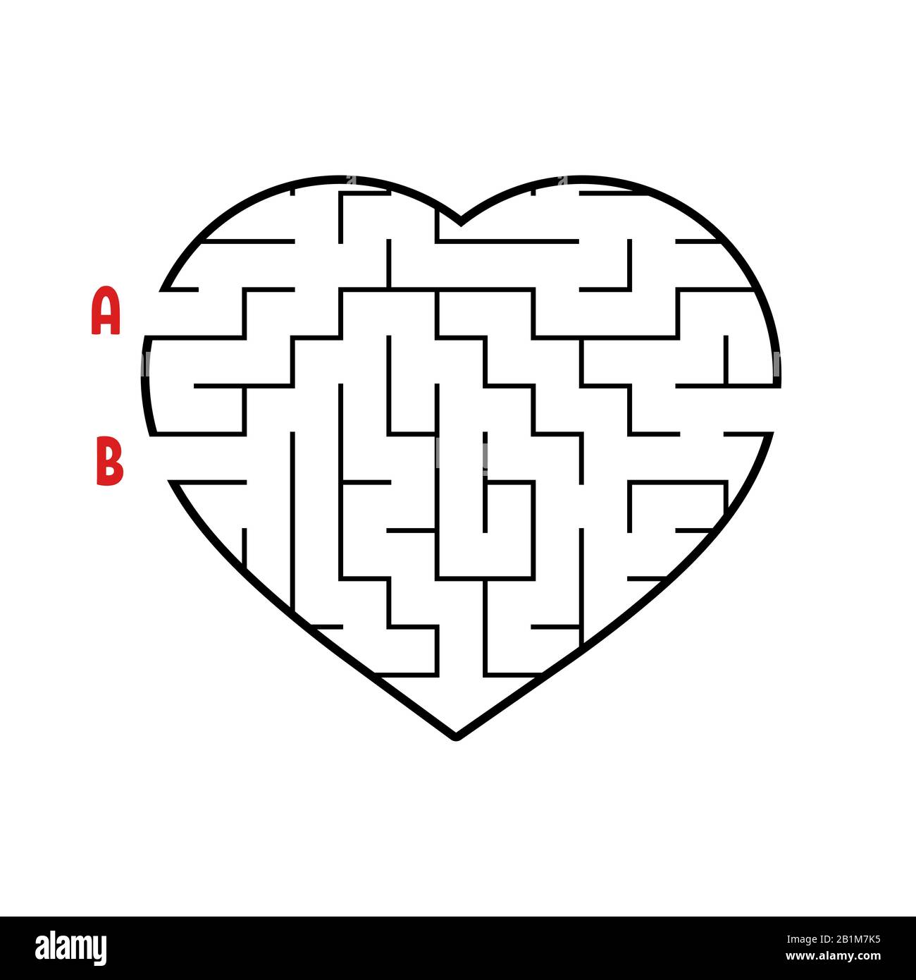 Labyrinth in the shape of a heart. Game for kids. Puzzle for children ...