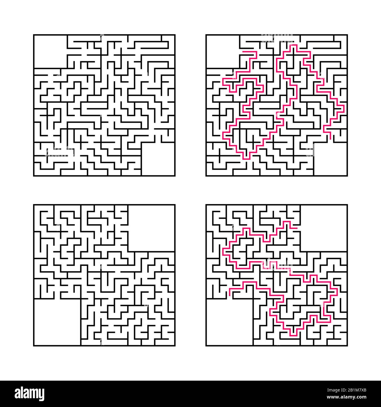 A set of square mazes. Game for kids. Puzzle for children. One ...