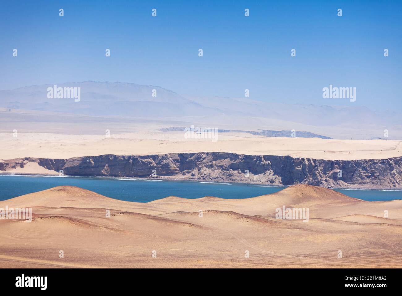 View of Paracas National Reserve Bay, dunes, sands, desert Stock Photo ...