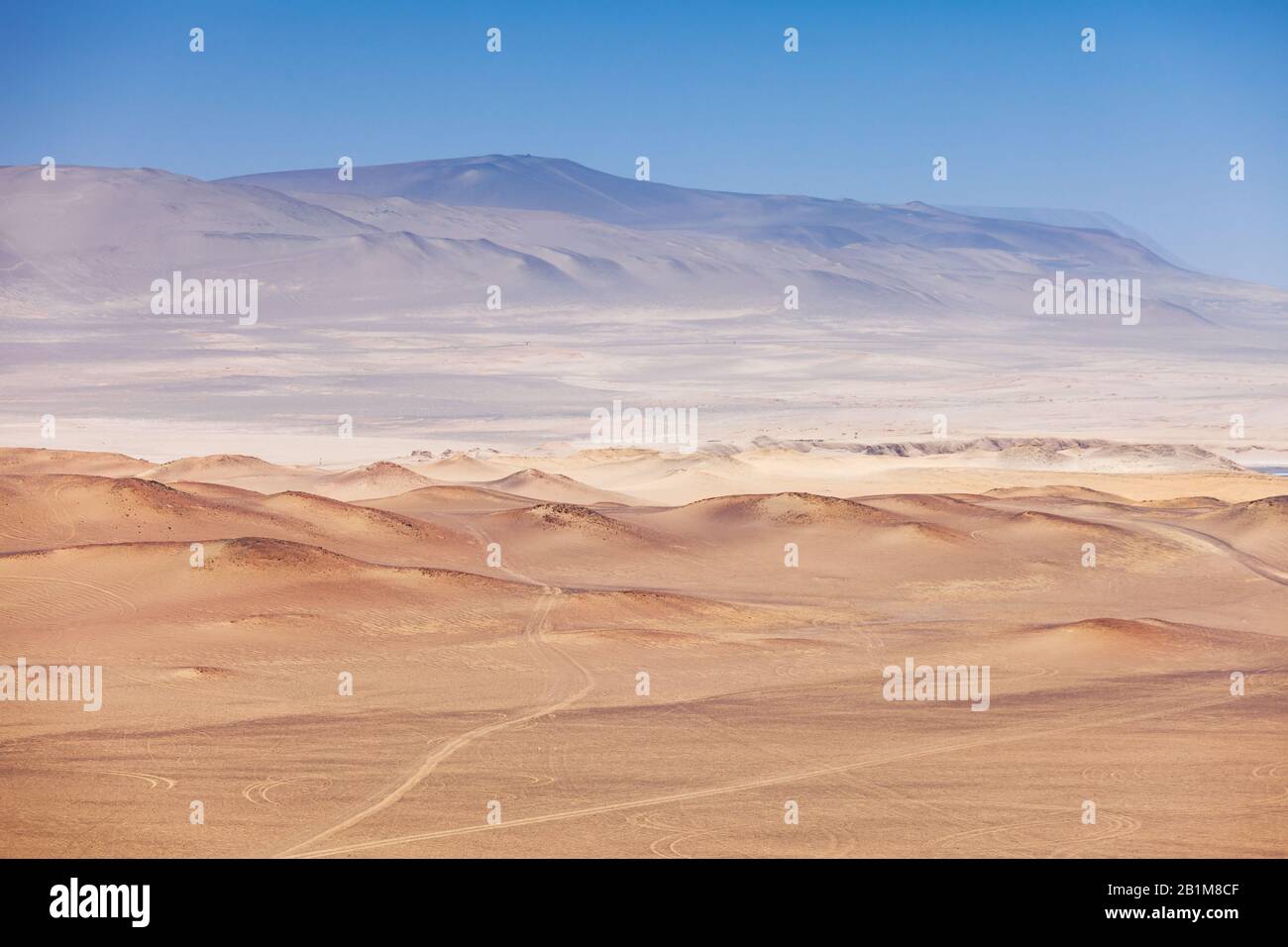 View of the endless desert of Paracas National Reserve, dunes, sands ...