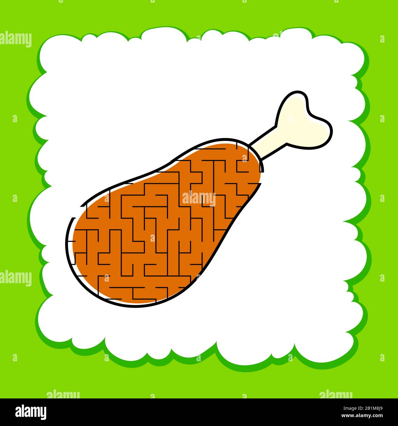 Maze chicken leg. Game for kids. Puzzle for children. Cartoon style ...