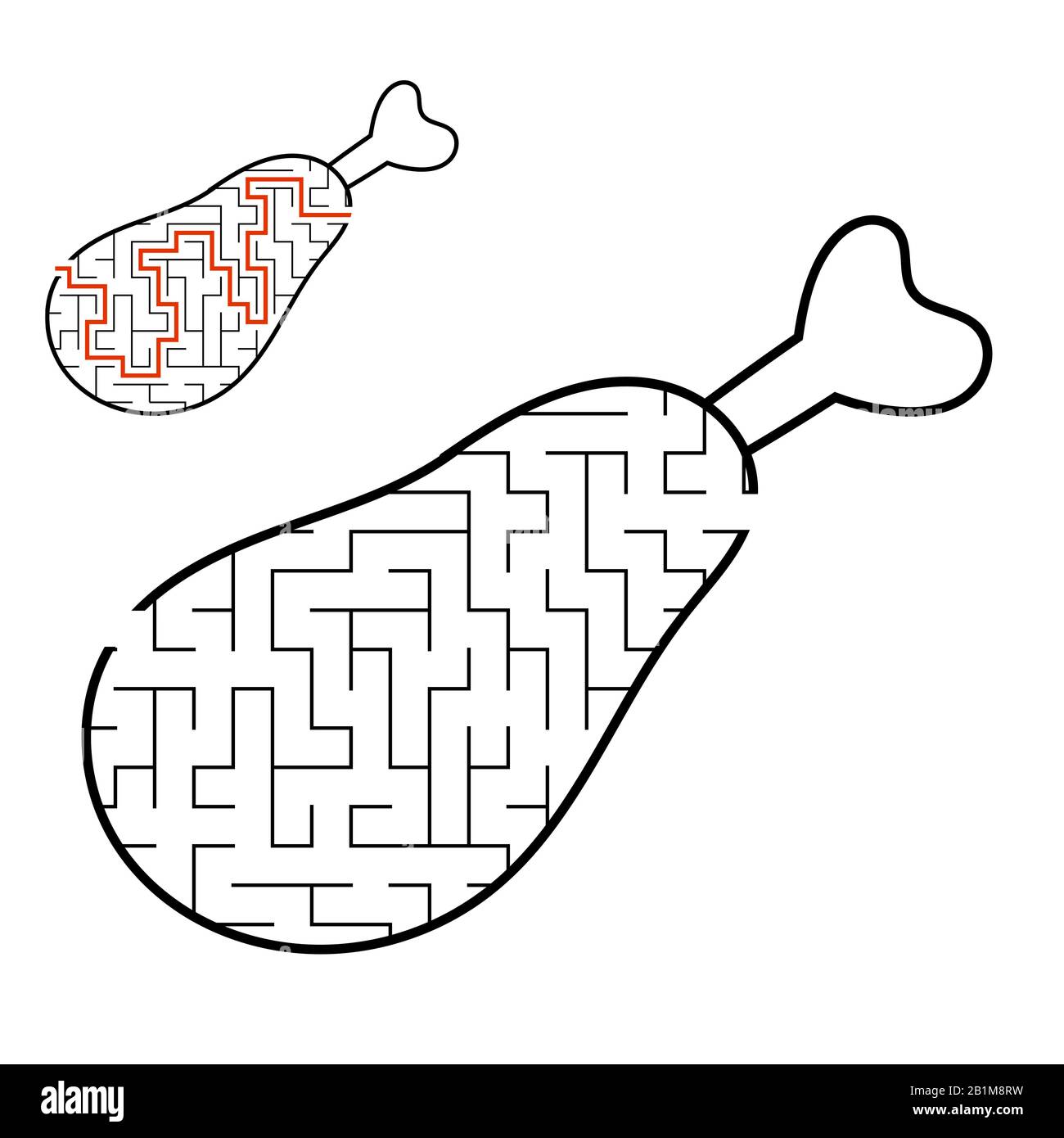 Maze chicken leg. Game for kids. Puzzle for children. Cartoon style ...