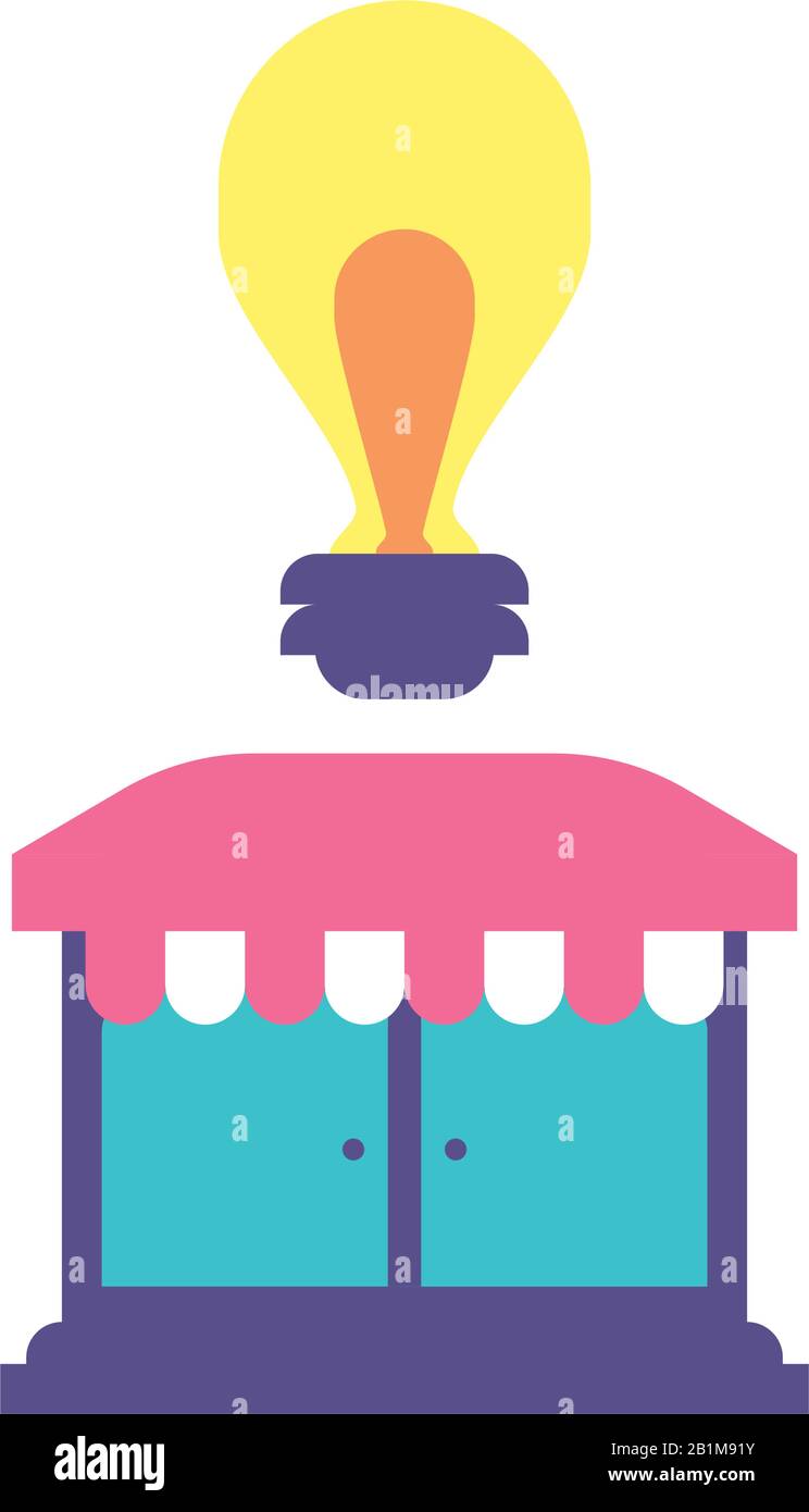 shop front with light bulb on white background vector illustration ...