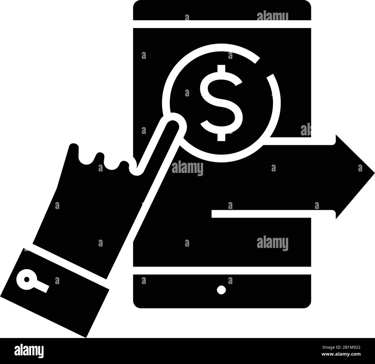 Cash remittance black icon, concept illustration, vector flat symbol ...