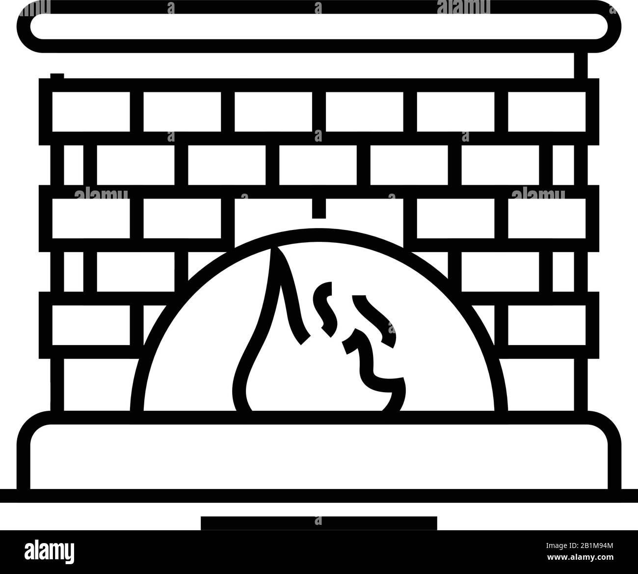 Home fireplace line icon, concept sign, outline vector illustration ...