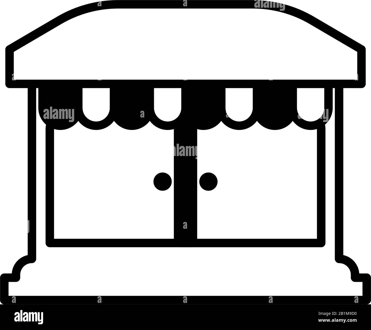 shop front with striped tent on white background vector illustration ...