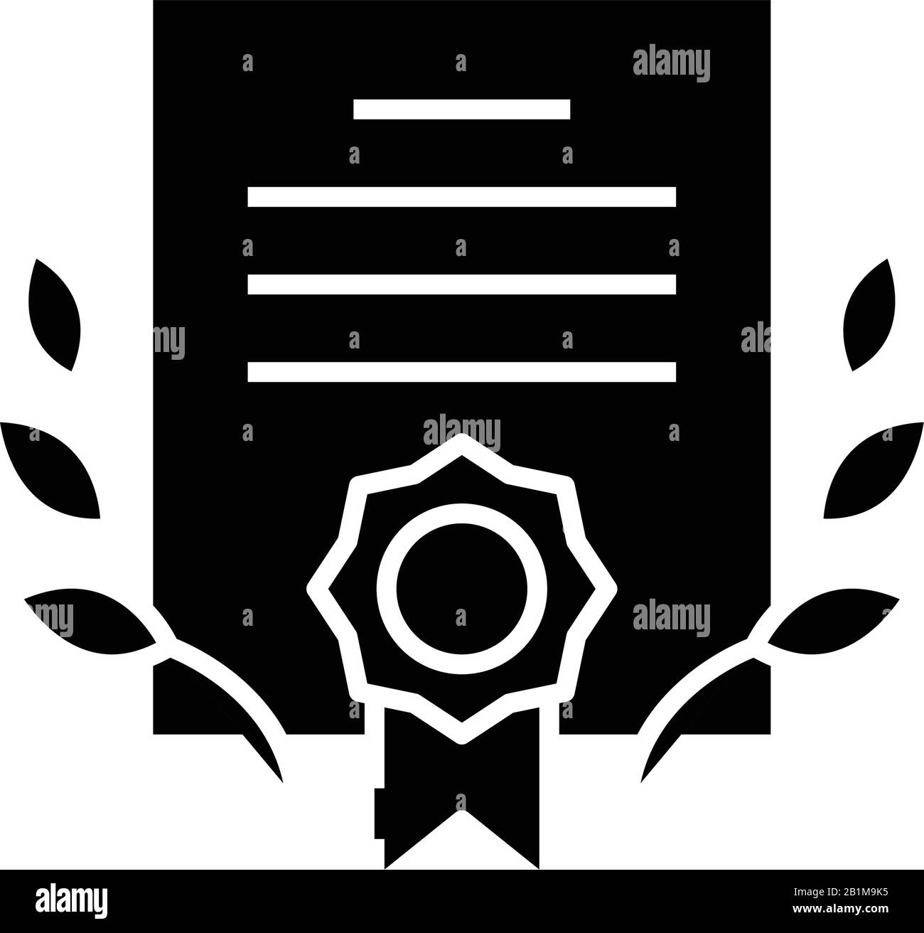 Business certification black icon, concept illustration, vector flat ...