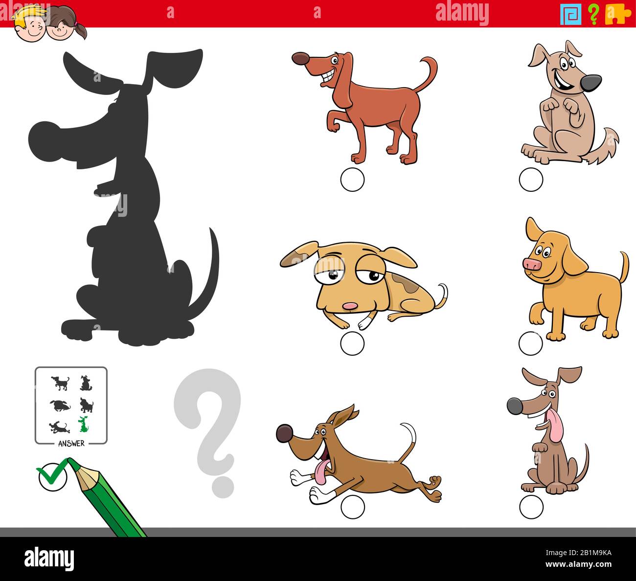 Cartoon Illustration of Finding the Right Shadow Educational Task for ...