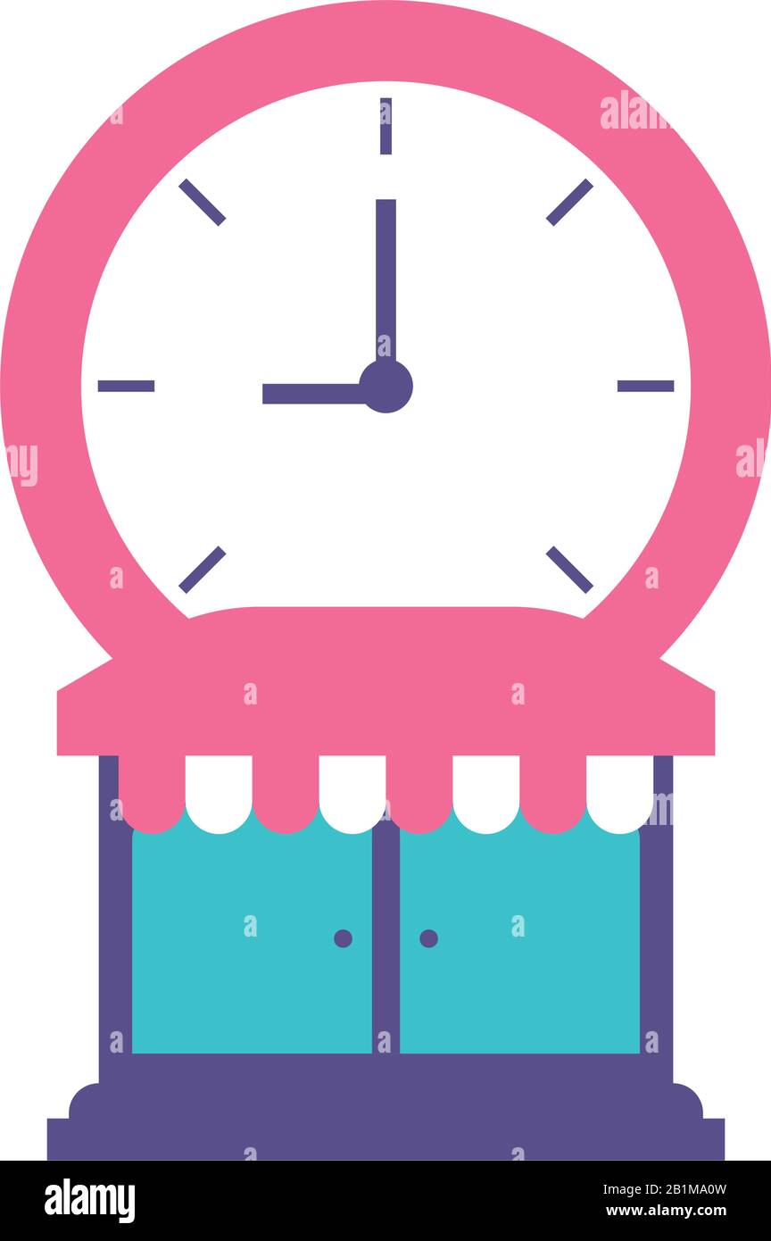 shop front with clock on white background vector illustration design ...