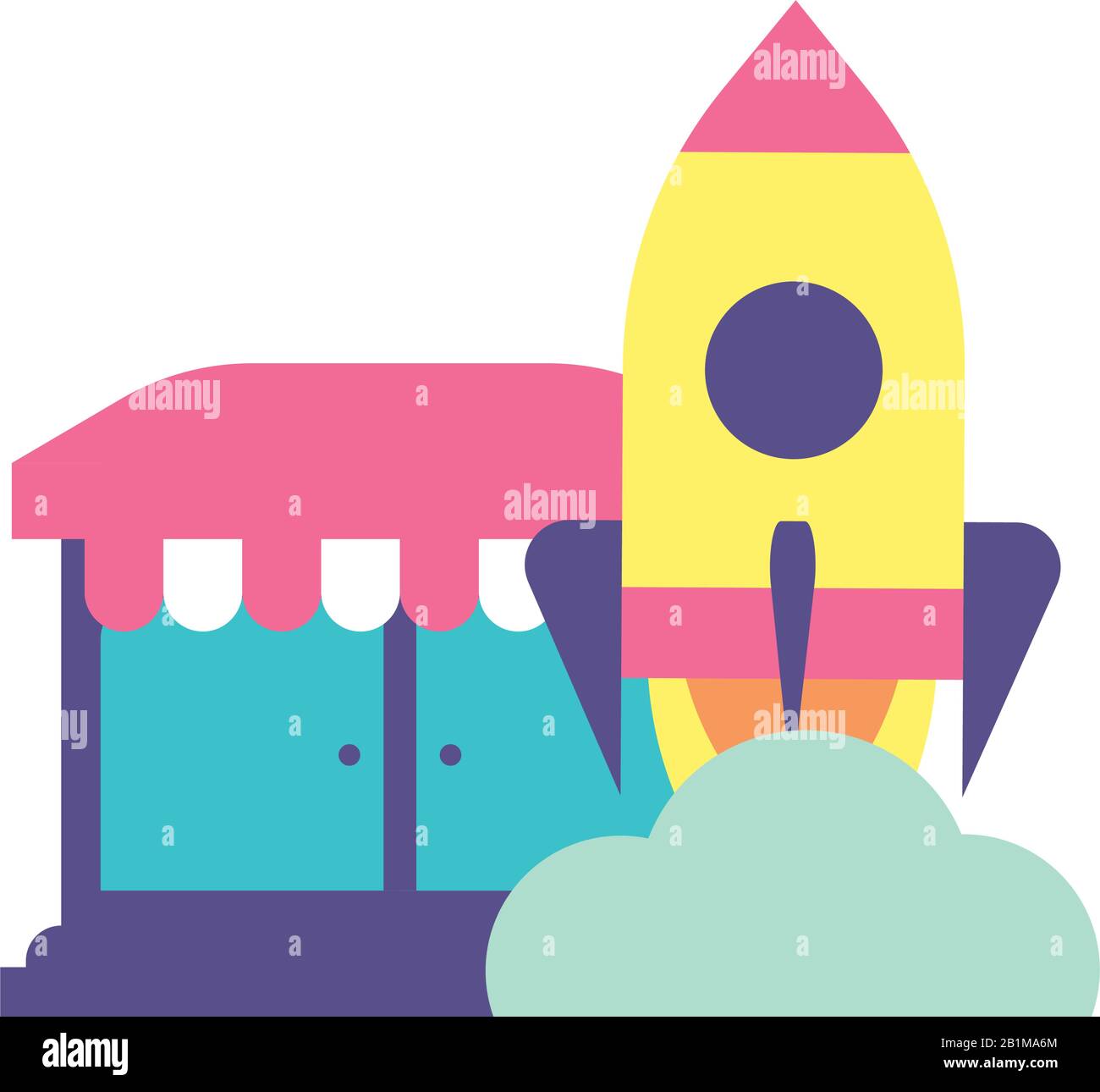 shop front with rocket on white background Stock Vector Image & Art - Alamy