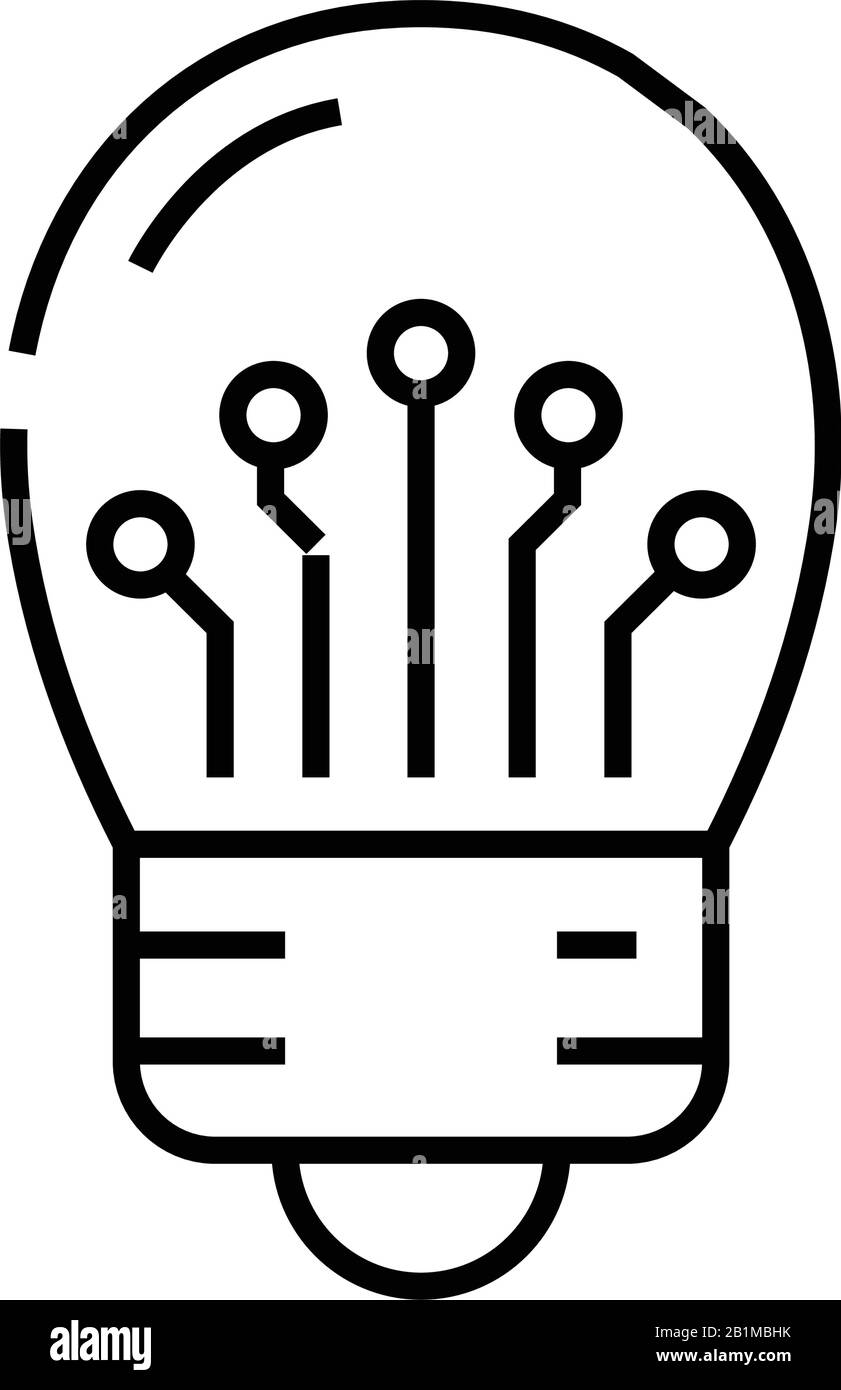 Idea generation line icon, concept sign, outline vector illustration ...