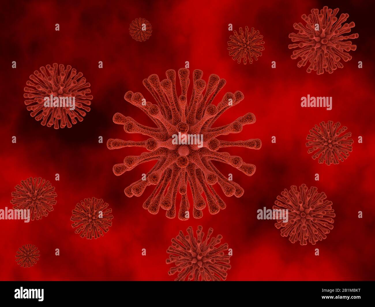 Infected microbial cells in the body of a living organism. 3d render ...