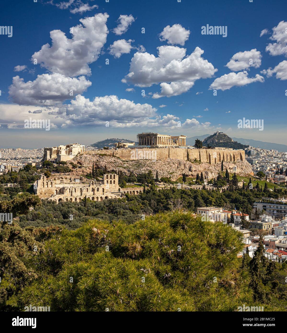 Athens, Greece. Acropolis and Parthenon temple, top landmark. Scenic ...