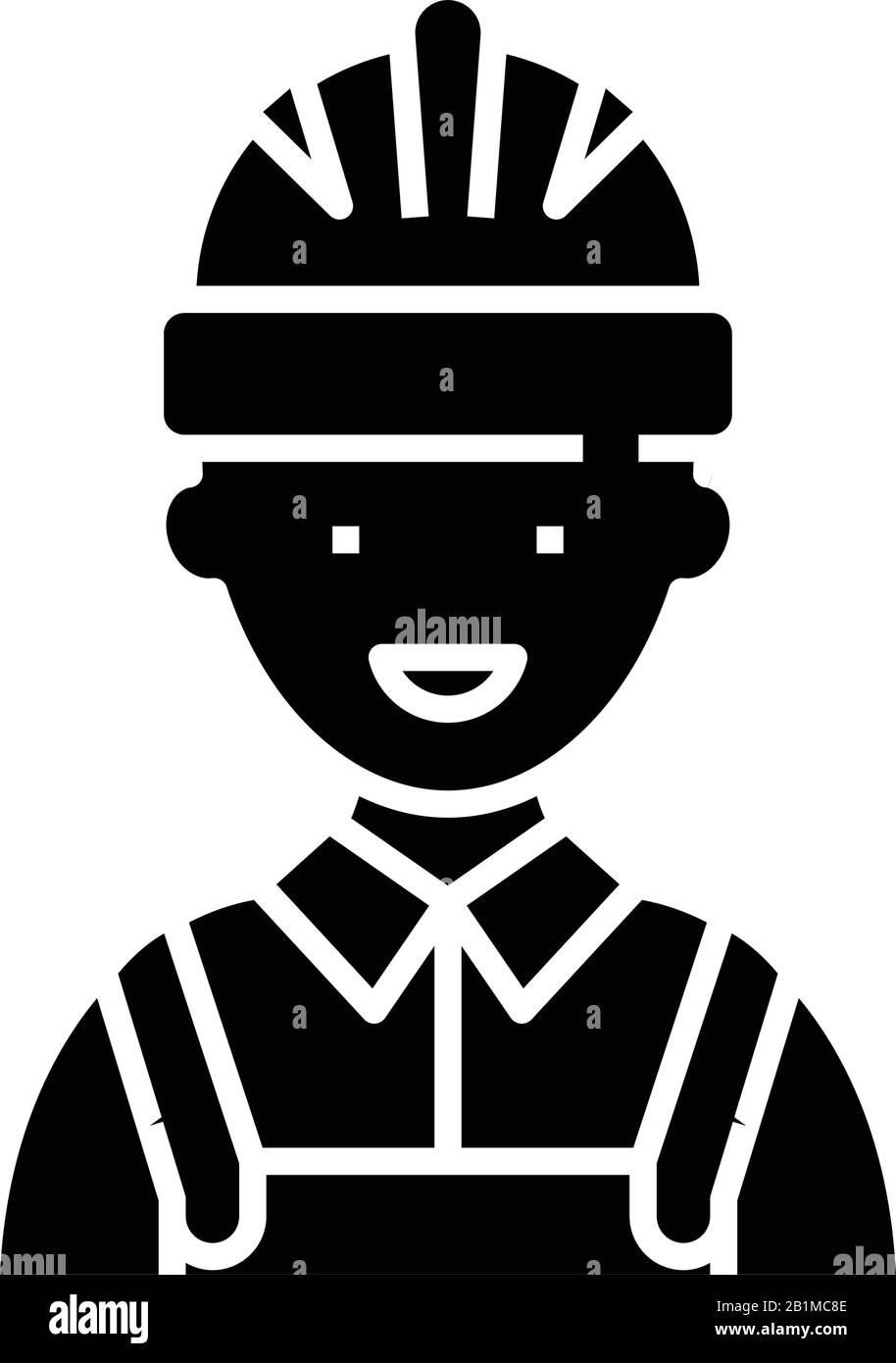 Builder black icon, concept illustration, vector flat symbol, glyph ...
