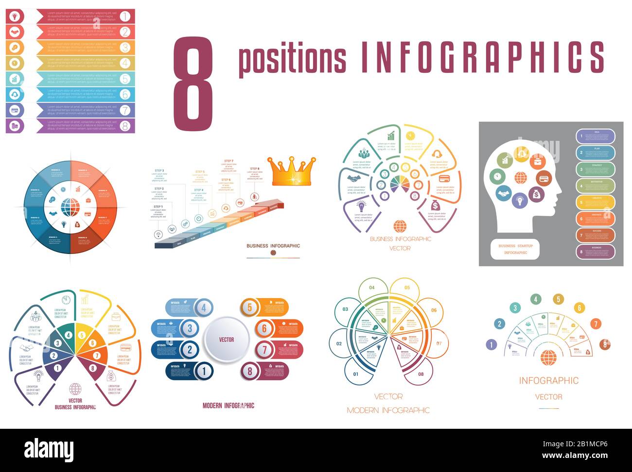 Set 9 universal templates elements Infographics conceptual cyclic ...