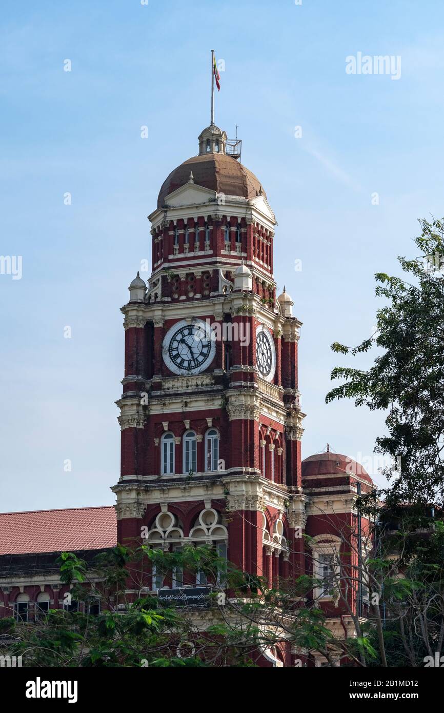 High Court Building Clocktower, Yangon, Myanmar Stock Photo - Alamy