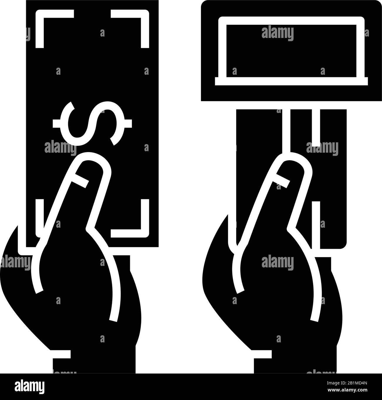 Cash withdrawal black icon, concept illustration, vector flat symbol ...