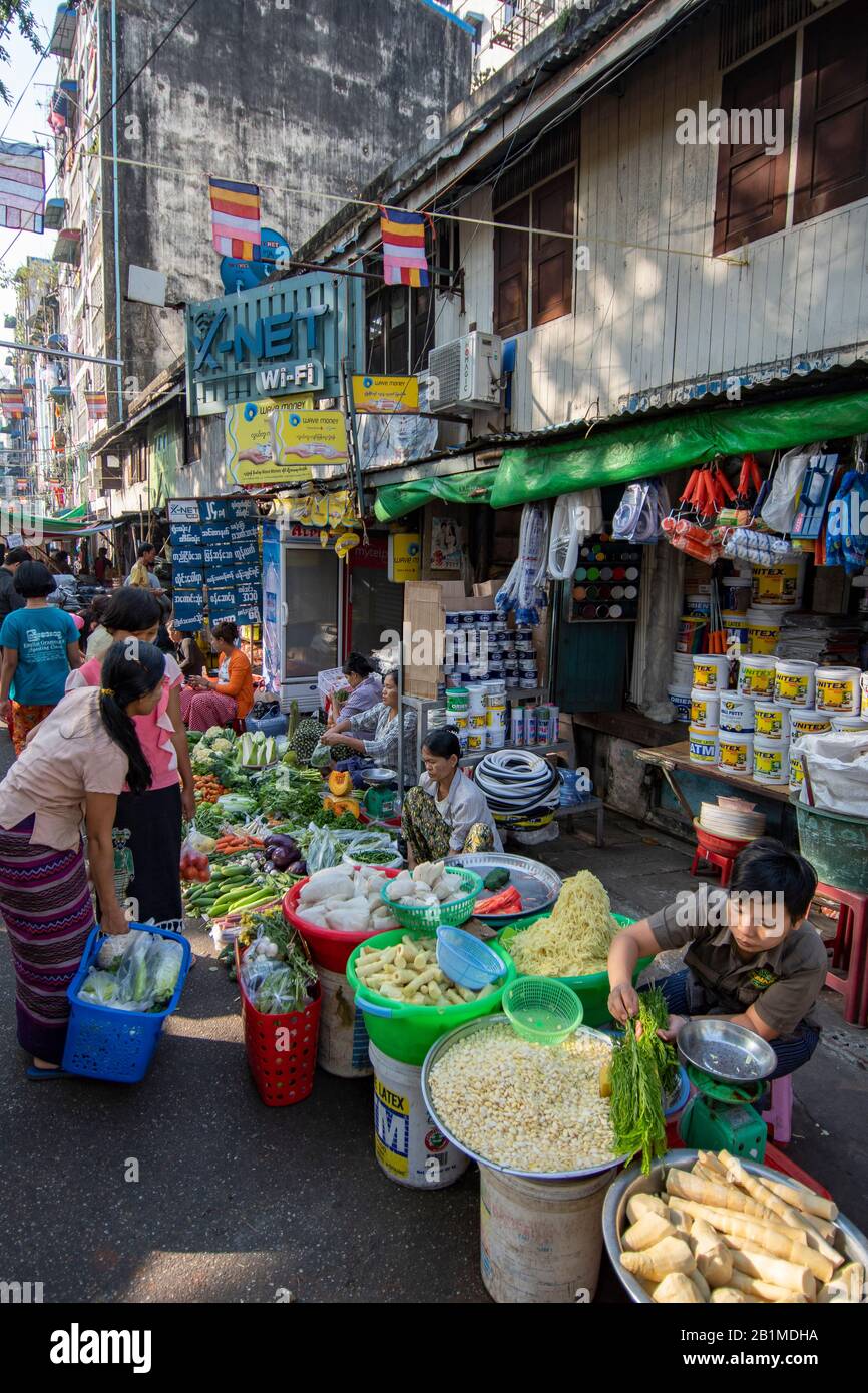 Street Market, Yangon, Myanmar Stock Photo - Alamy