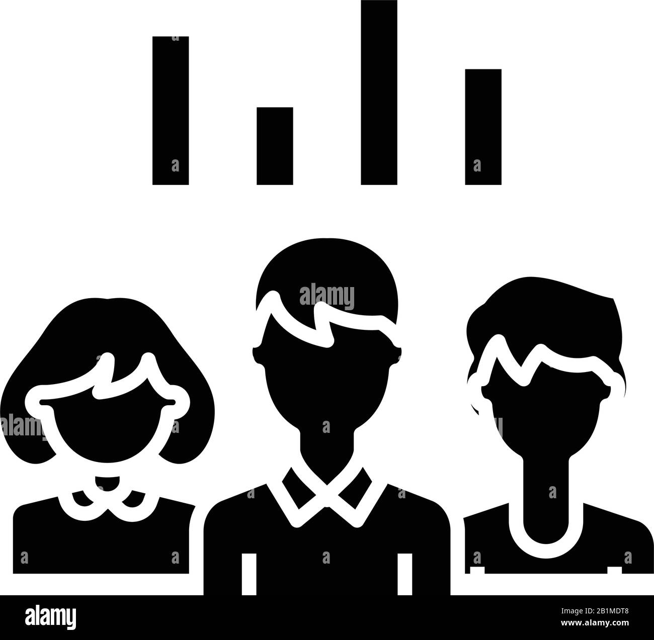 Chart team black icon, concept illustration, vector flat symbol, glyph ...