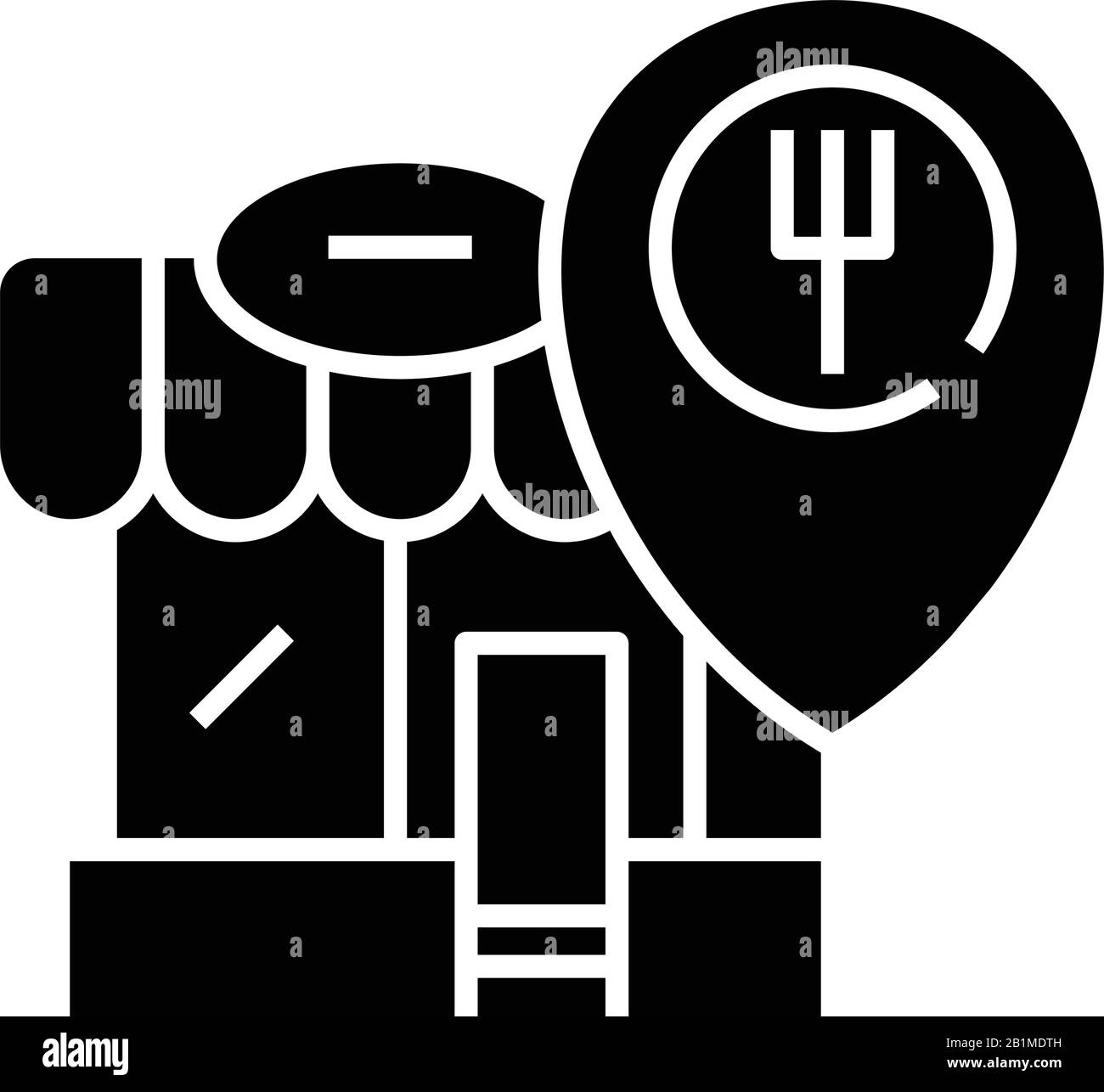 Cafe location black icon, concept illustration, vector flat symbol ...