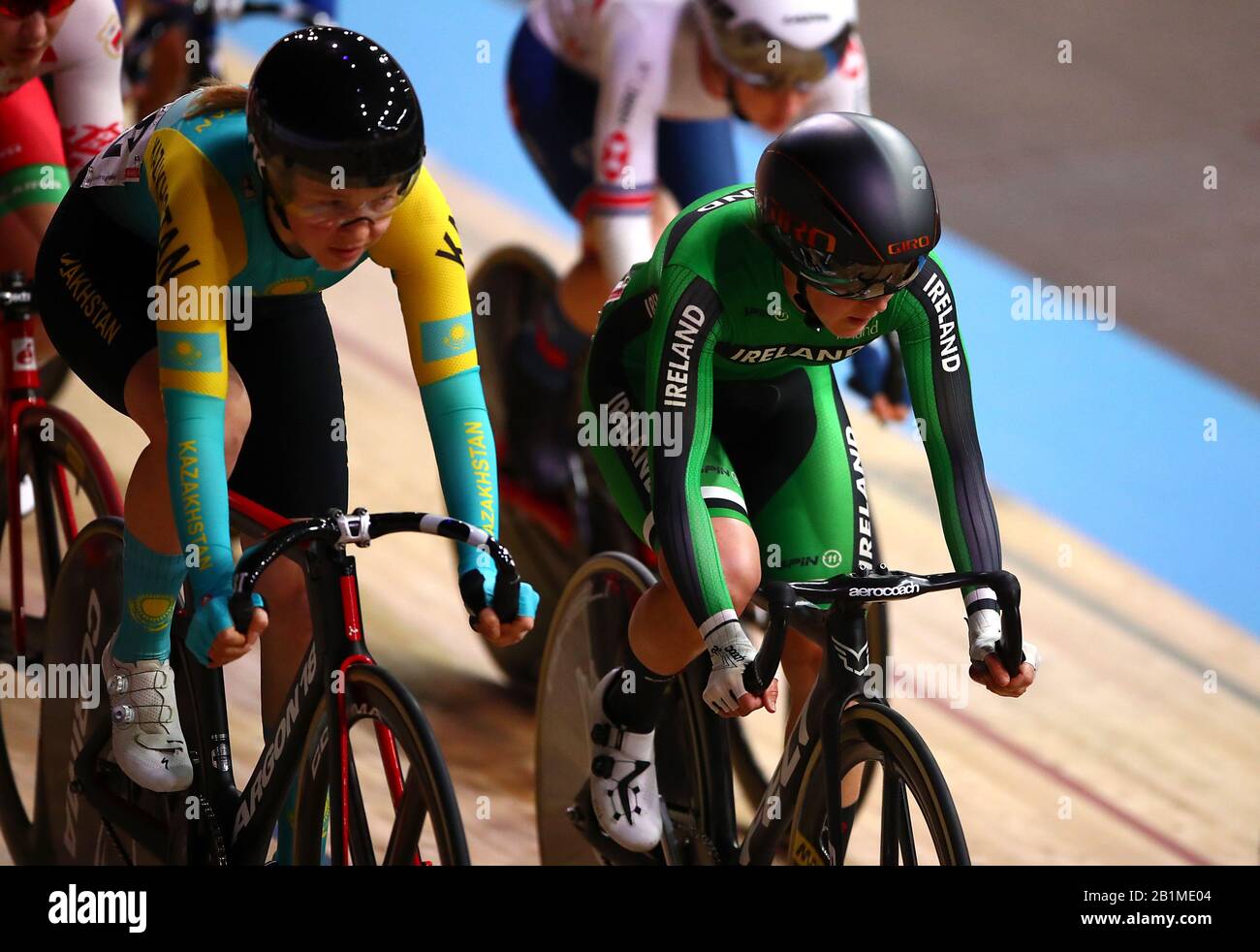 Ireland's Lydia Gurley (right) in the Women's Scratch Race during day ...