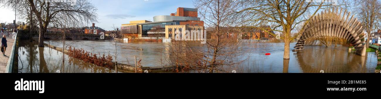 Panoramic view of Flooding of the River Severn at Shrewsbury February ...