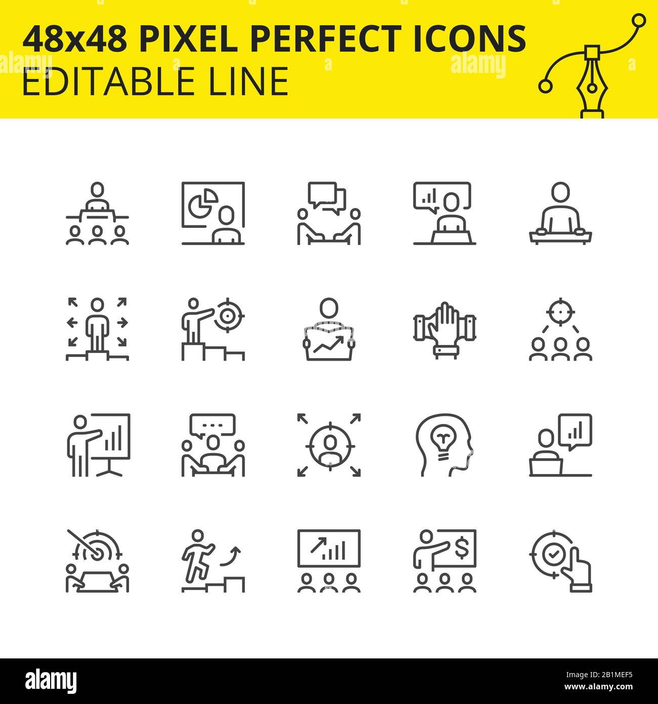 Scaled Icons - Business Training. Includes Diagram, Board, Manager ...