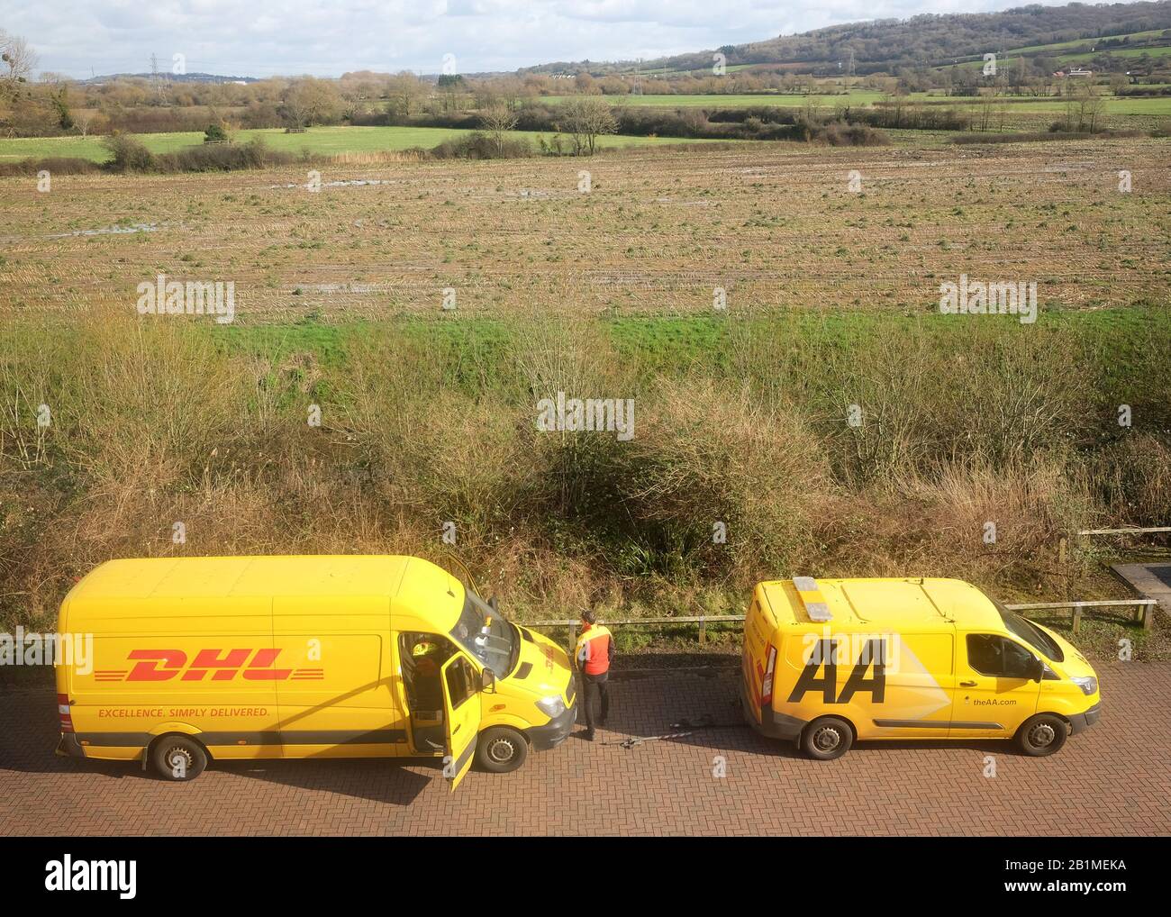 February 2020 - Broken down DHL van with an AA van in attendance Stock ...