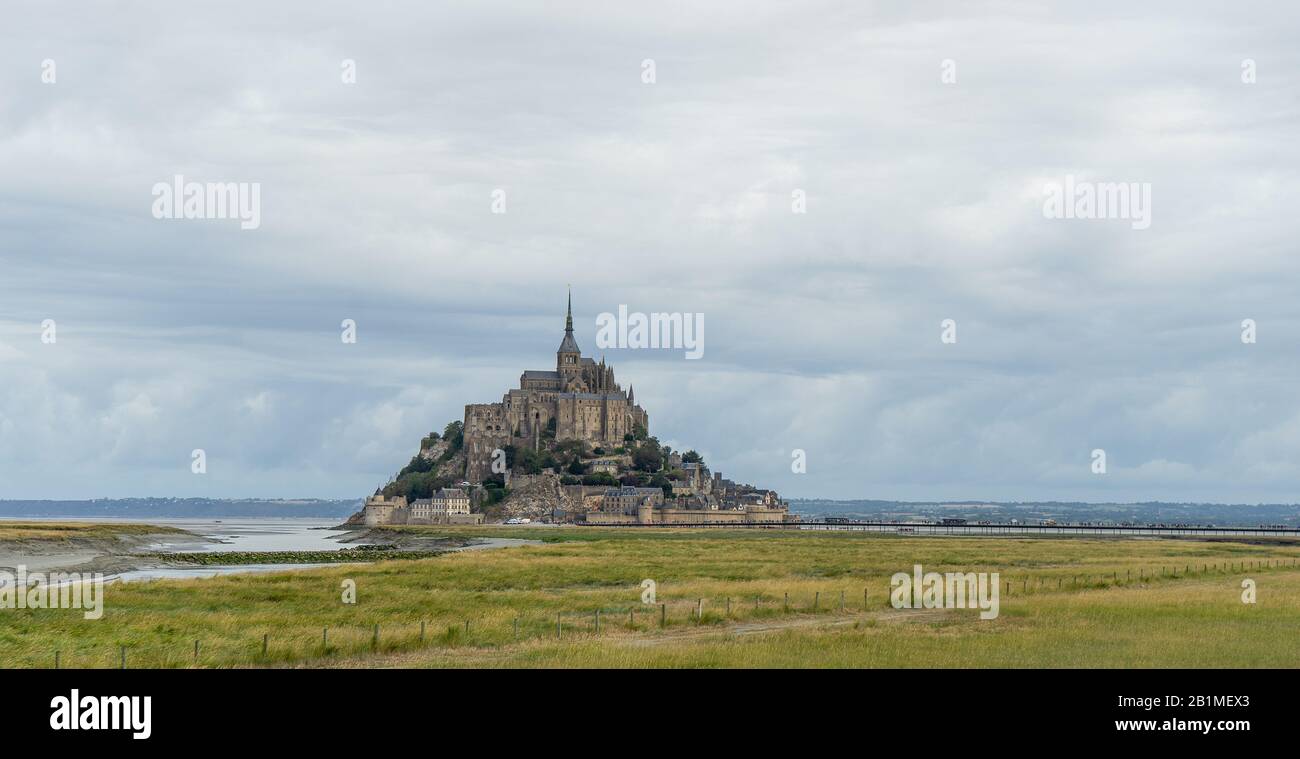 Normandy abbey attraction for vacation tourism in cloudy weather Stock ...