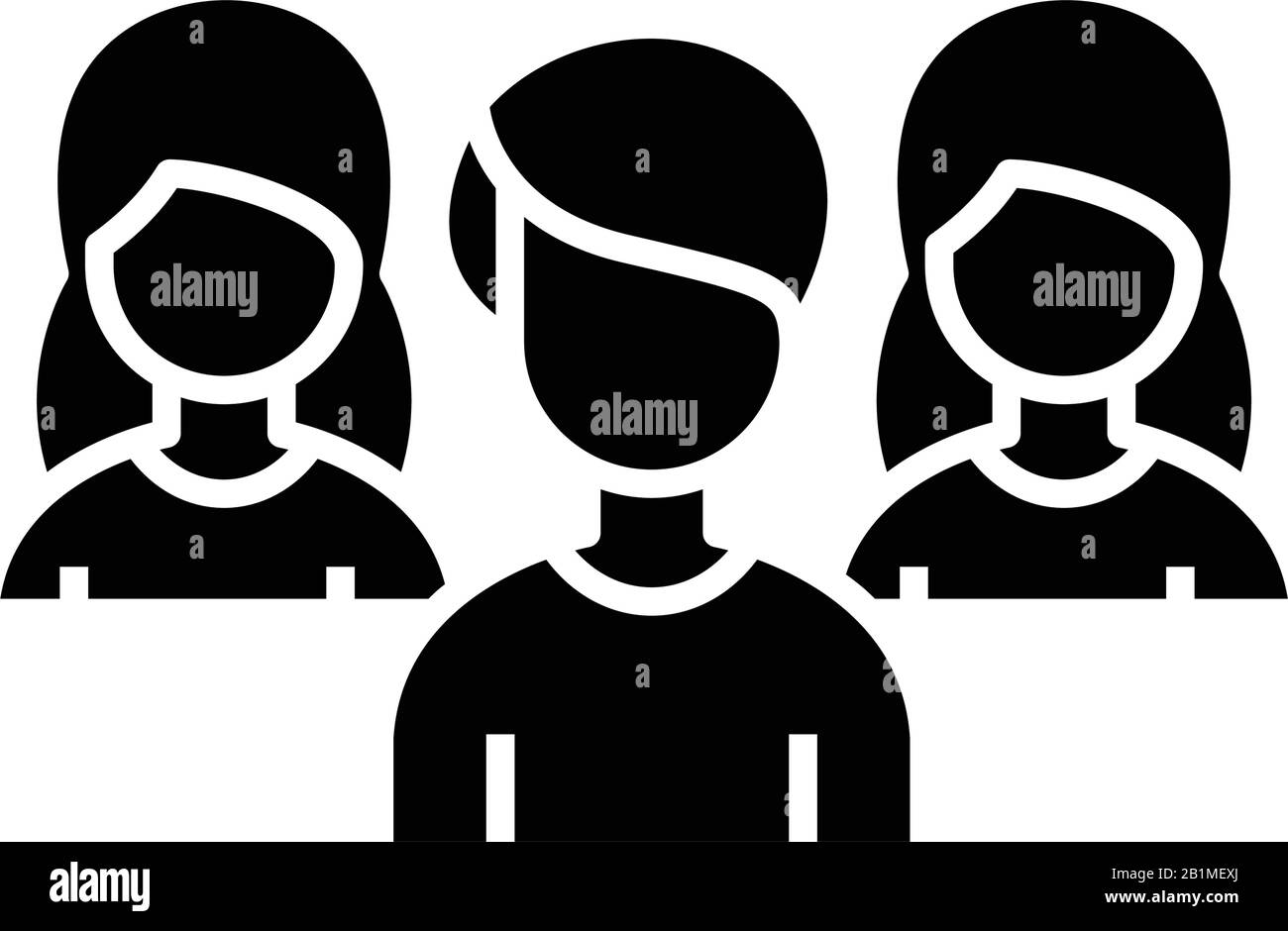 Classmates black icon, concept illustration, vector flat symbol, glyph ...